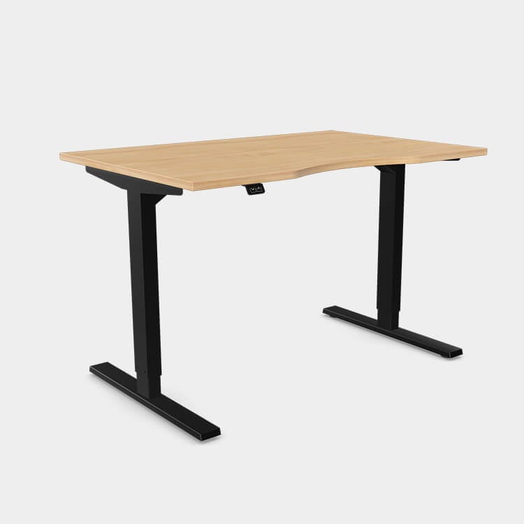 Beech Zoom Single Height Adjust Desk - Silvermans Office Furniture