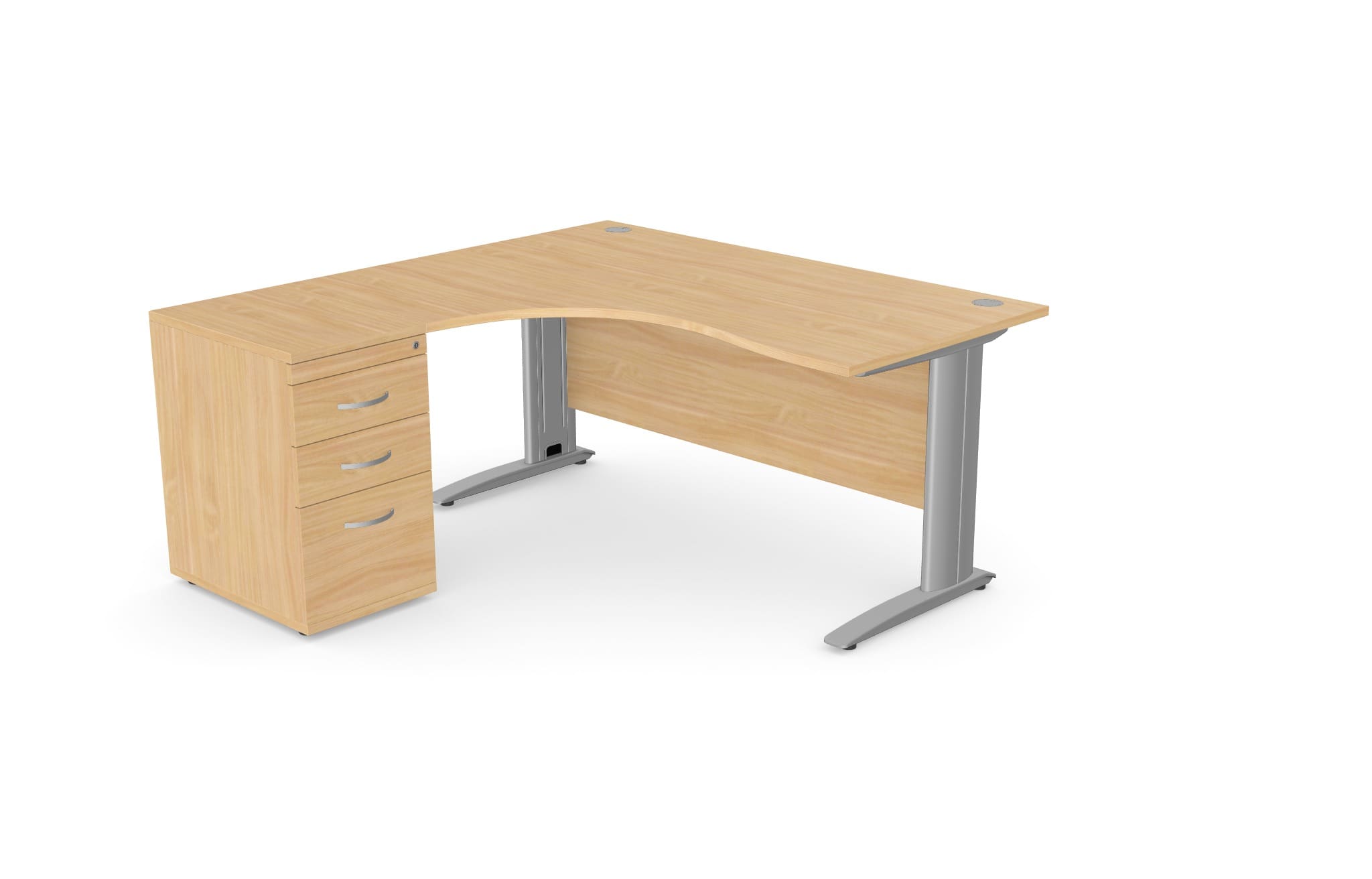 Komo - Crescent Desk with Pedestal 1600 - Silvermans Office Furniture
