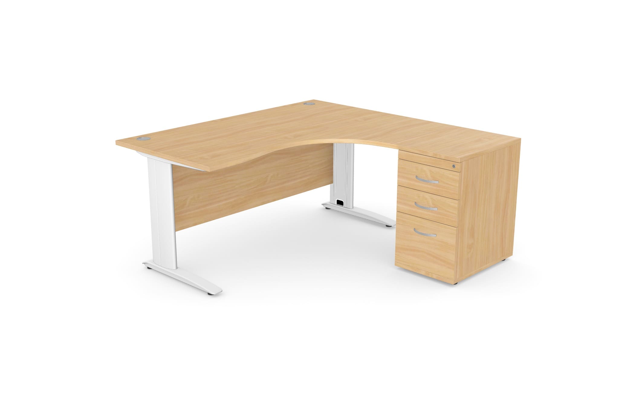 Komo - Crescent Desk with Pedestal 1600 - Silvermans Office Furniture