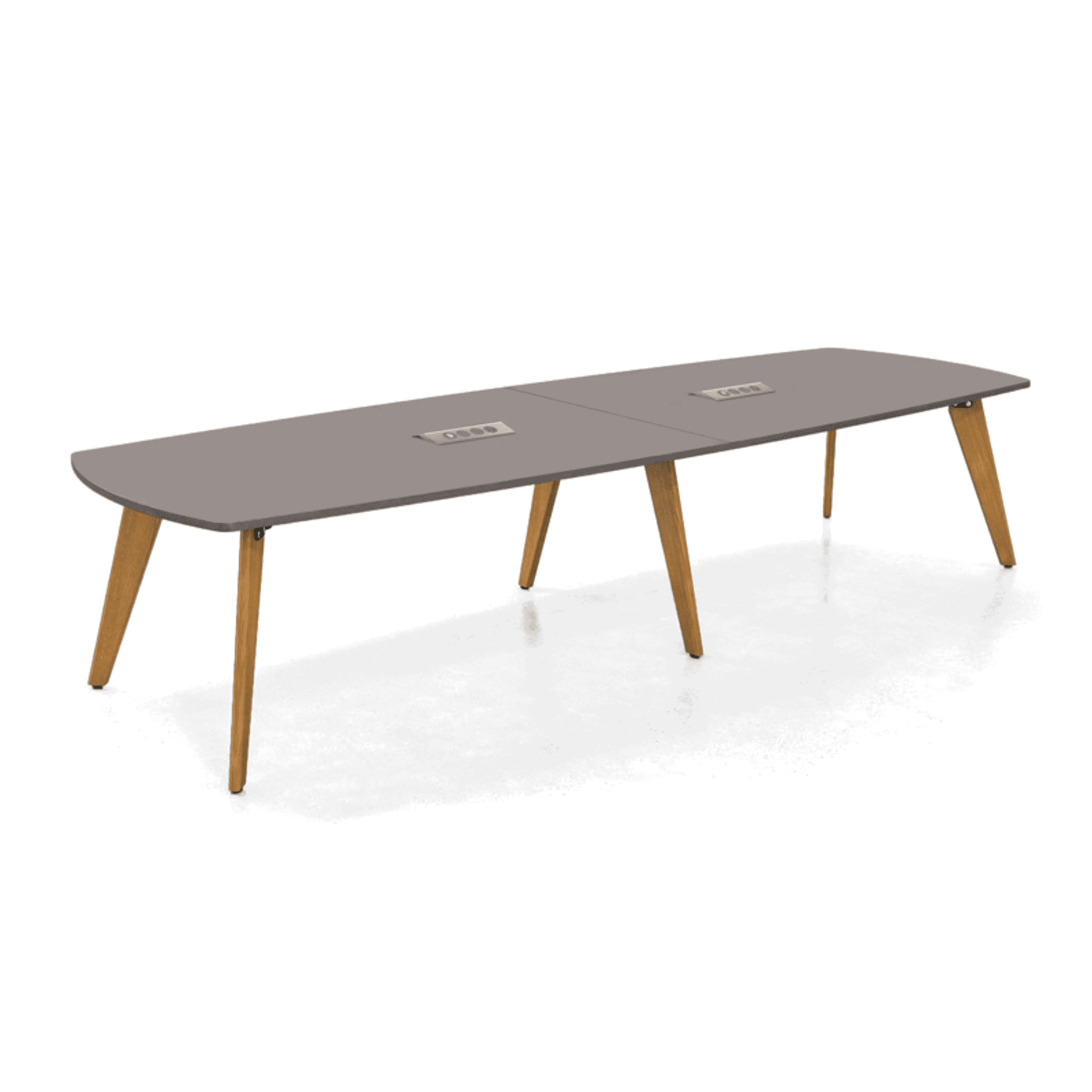 Evolve - Boat Shaped Tables with Oak Legs - Silvermans Office Furniture